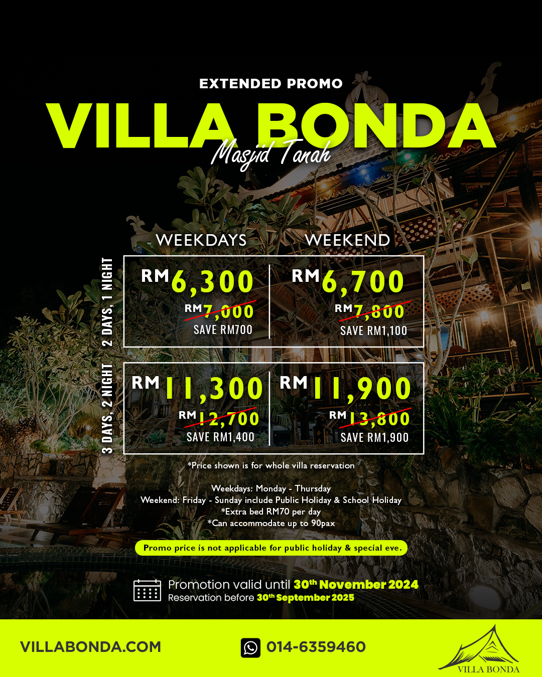 Rates - Villa Bonda